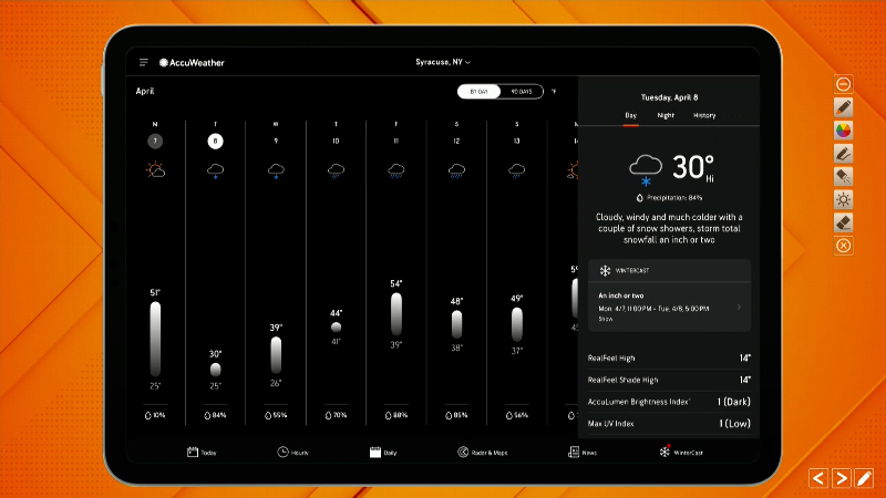 Tracking temperature changes with the AccuWeather app