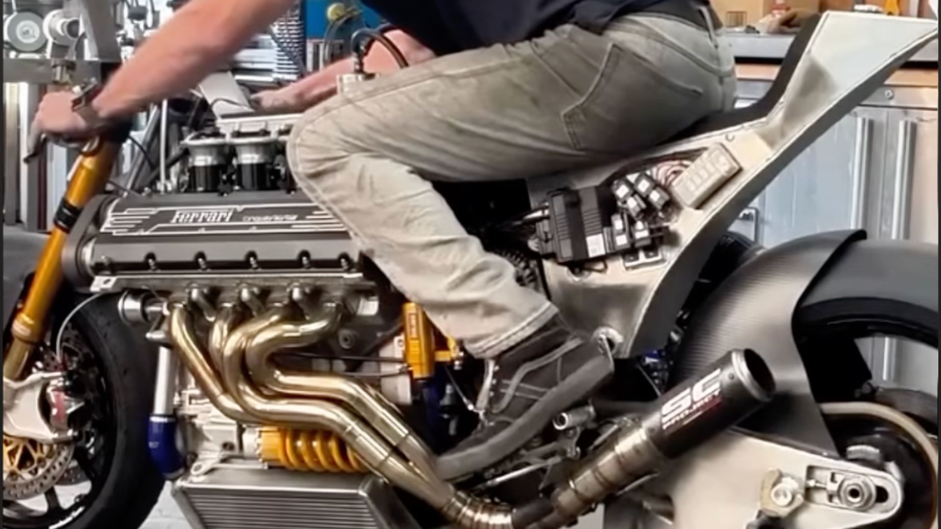 Photos: Custom Ferrari motorcycle stuffs 375 hp engine into a 500-pound ...