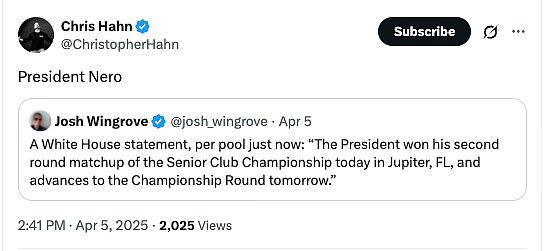 Trump compared to Emperor Nero for 'fiddling while Rome burns'