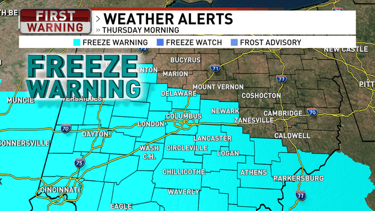 Columbus Weather: cold front brings freezing overnight temperatures