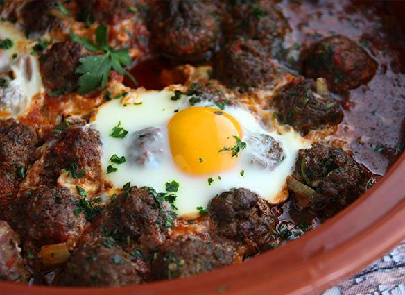 Kefta tagine (ground beef meatballs with spices and herbs)
