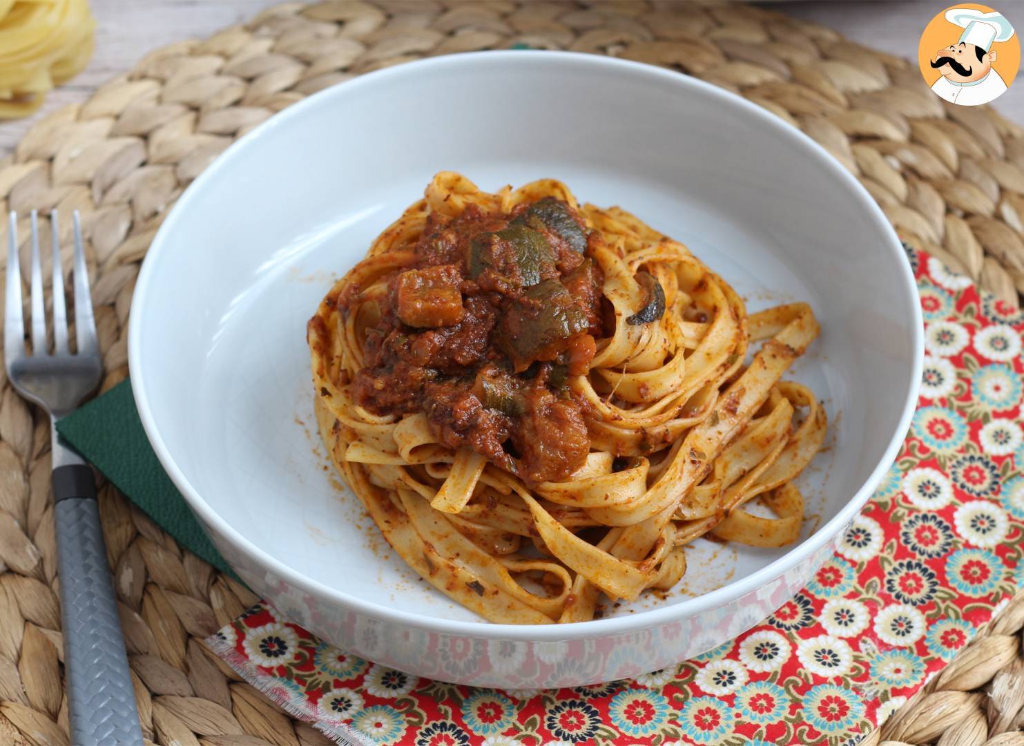 Tagliatelle med zucchiniragu, en vegetarisk huvudrätt som alla älskar!