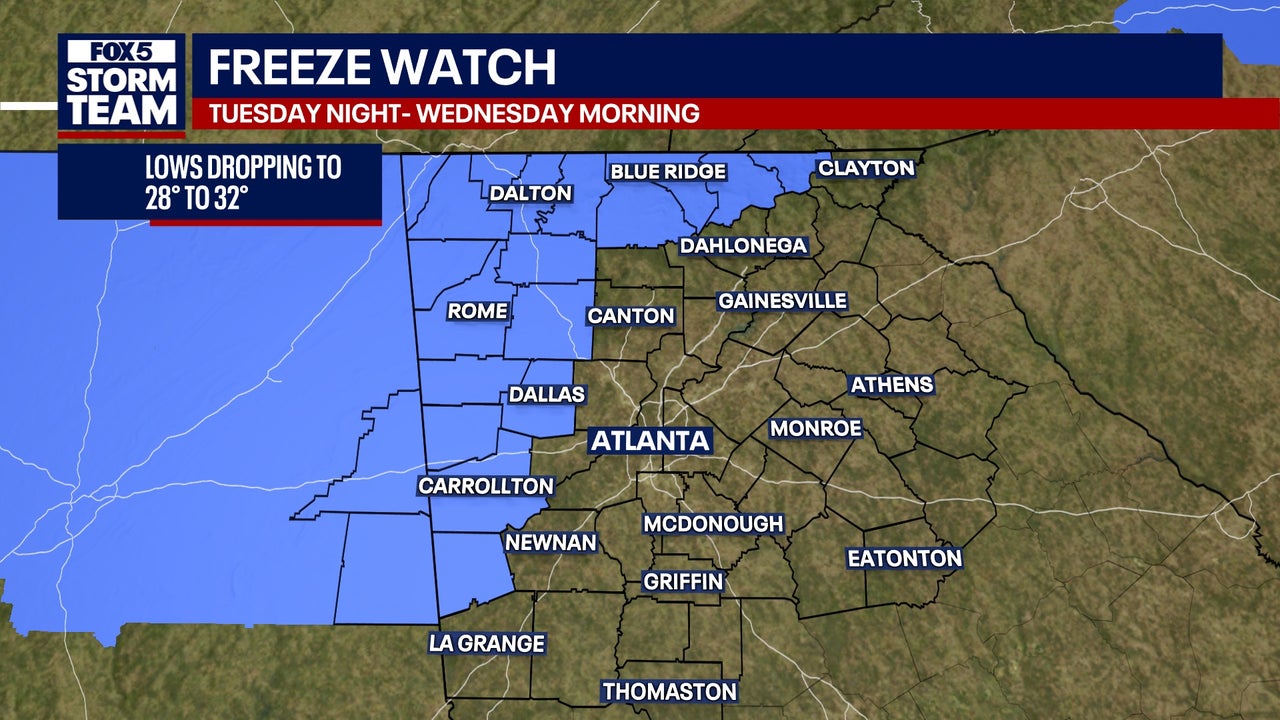 Freeze Watch issued for North Georgia: Blast of colder air expected