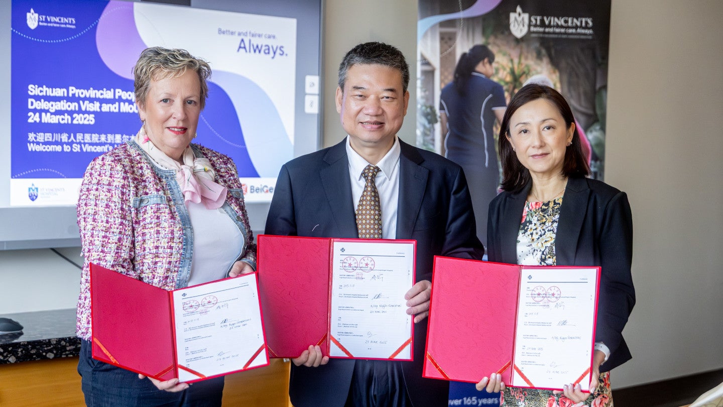 St Vincent’s Melbourne and Sichuan Provincial People’s Hospital sign MoU