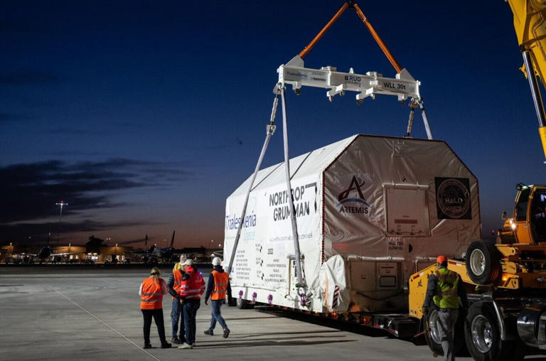 Gateway lunar space station's first habitation module arrives in U.S.