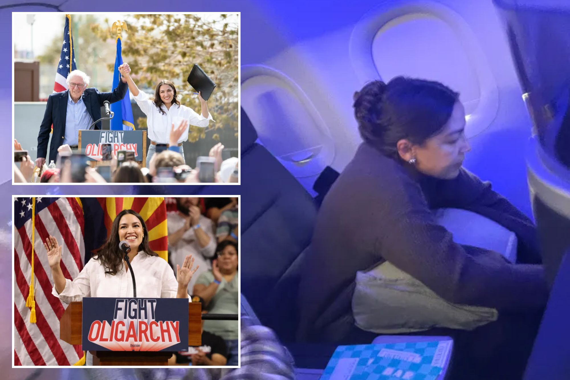 AOC flies first-class to Bernie Sanders’ ‘Fight Oligarchy’ rally as ...