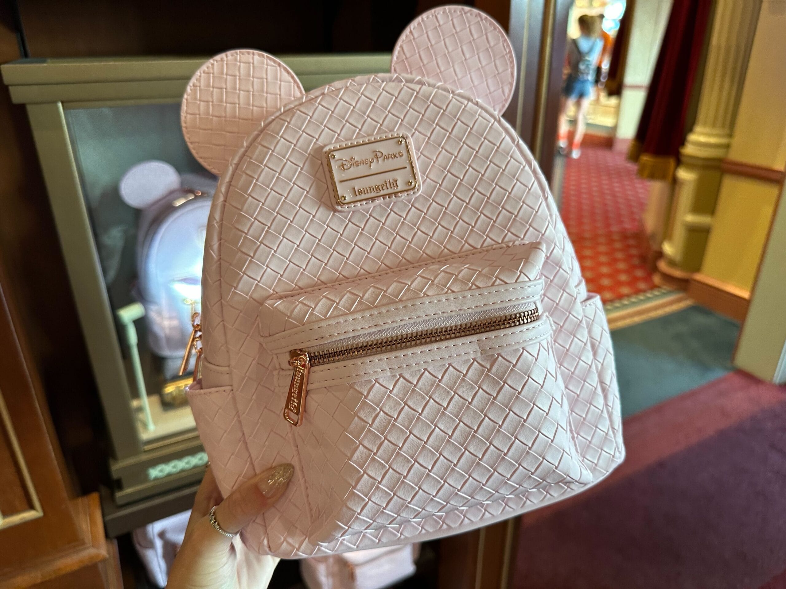 New Woven Pink Loungefly Mini Backpack Found at Walt Disney World