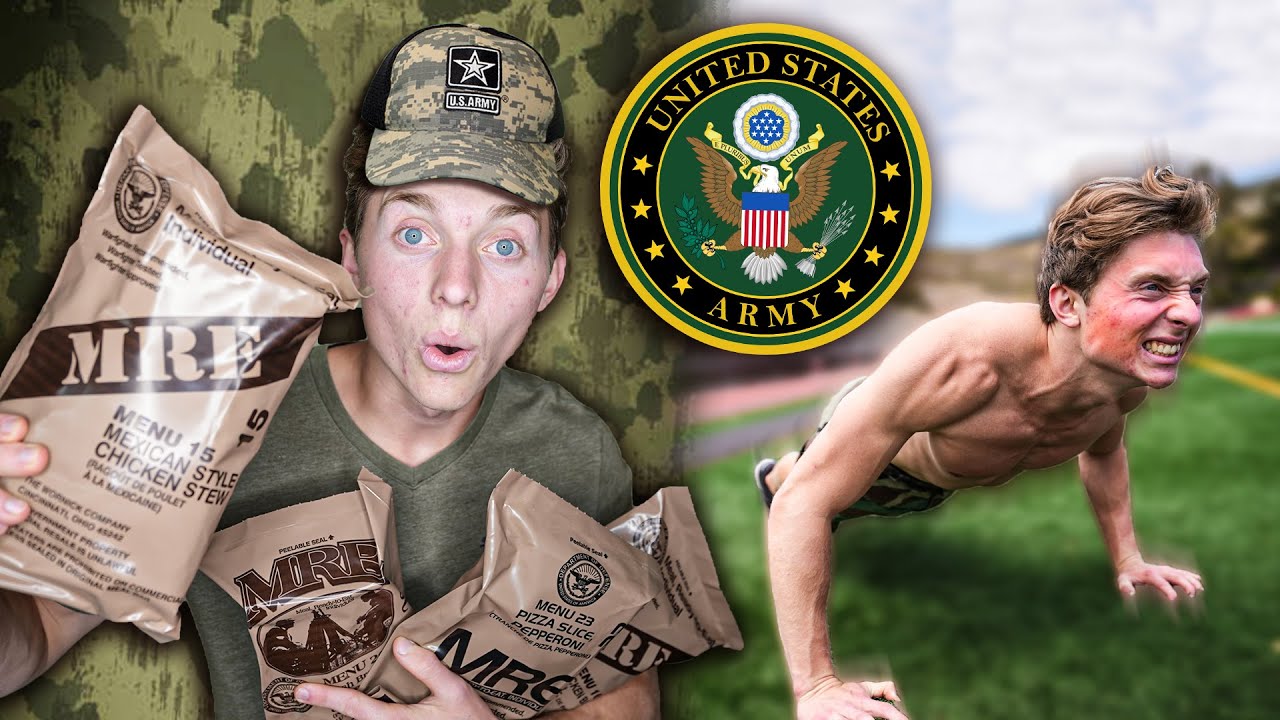 Eating Only Military Food For 24 Hours and Trying US Army Fitness Test!