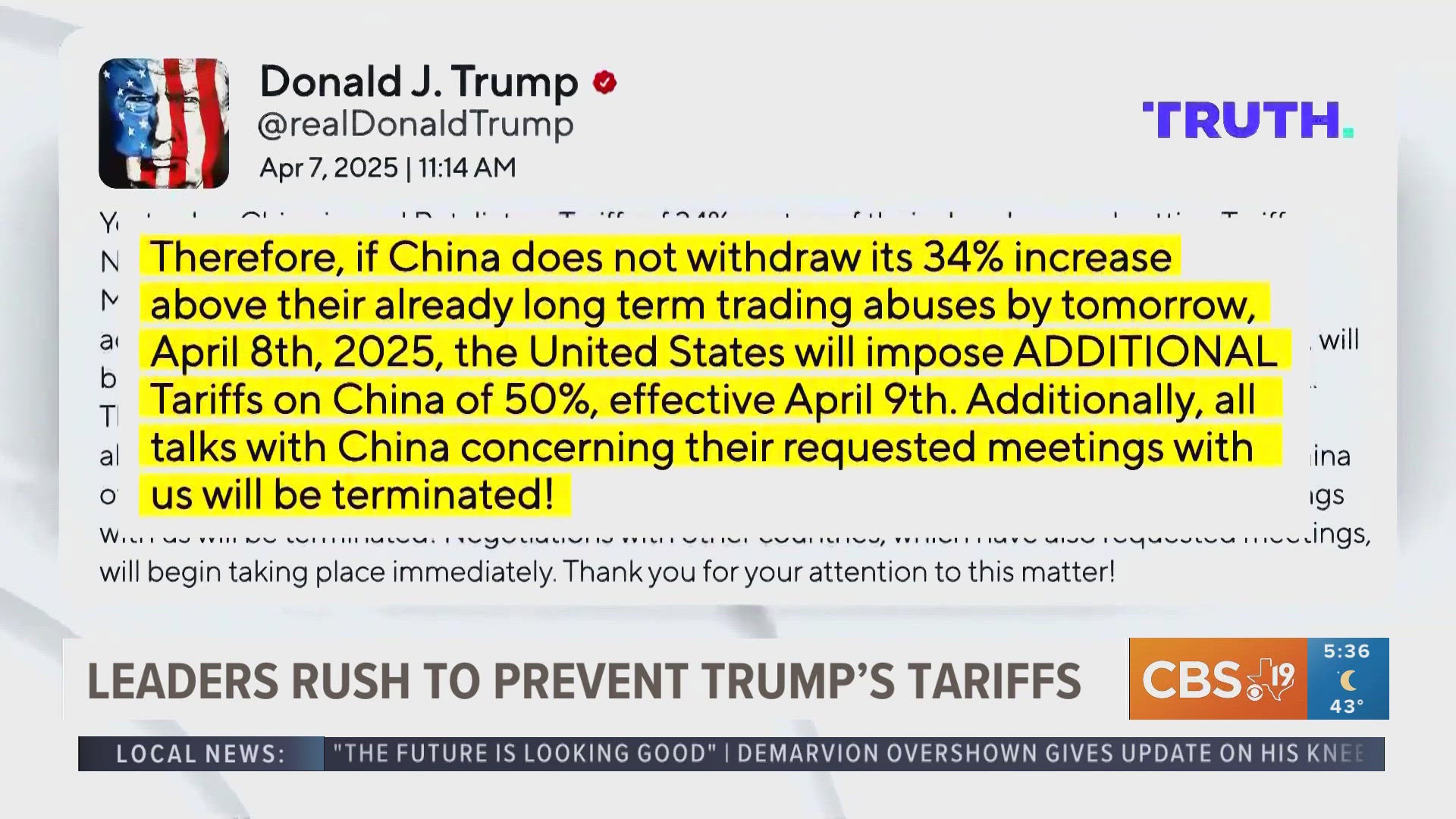 Leaders rush to prevent President Trump's tariffs