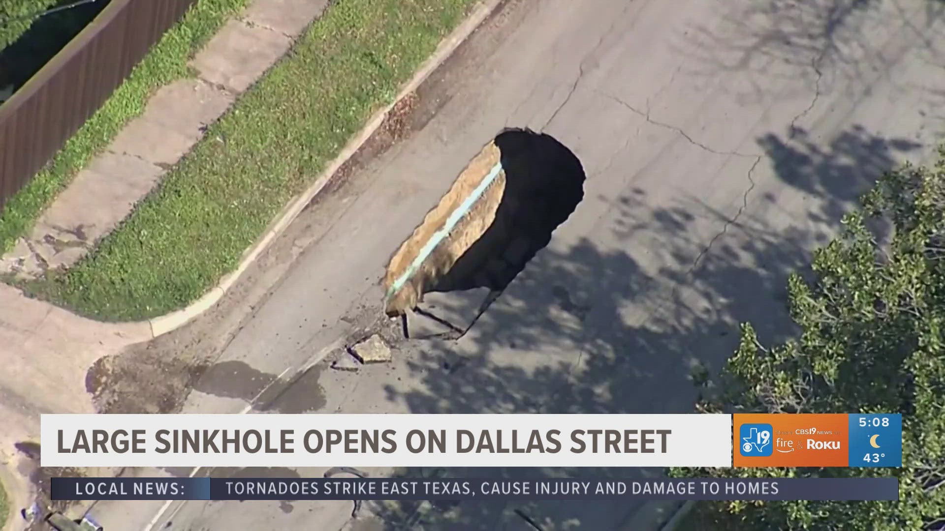 Massive sinkhole opens up on Dallas street