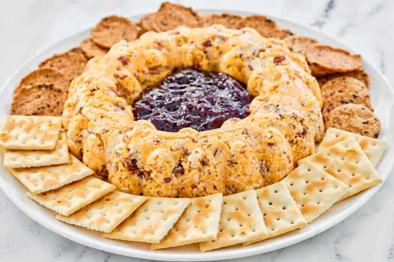Rosalynn Carter's Pecan Cheddar Cheese Ring with Strawberry Preserves