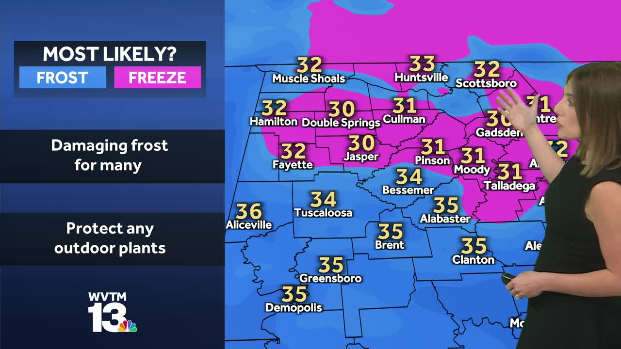 Freeze Warning Wednesday morning, then spring storms return to Alabama ...