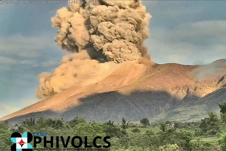 Volcano eruption in the Philippines sends ash miles into the air
