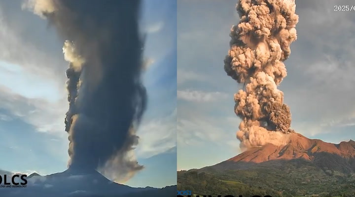 Fascinant : une même éruption vue des deux côtés