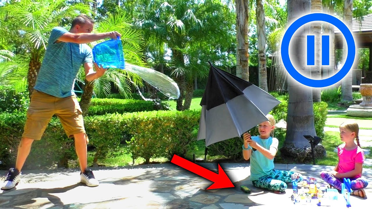 Pause Challenge in Real Life!!! Pranking Our Dad Shrinking Anything He ...