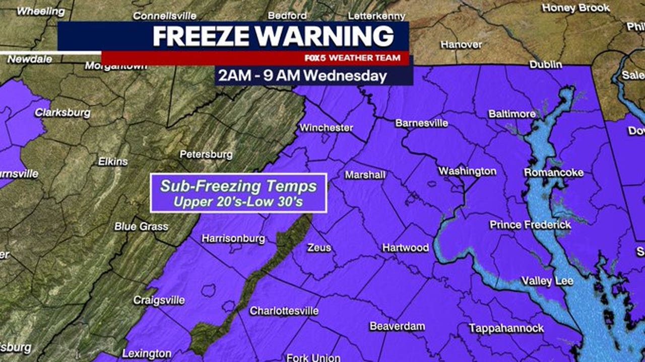 Freeze Warning issued for DC area