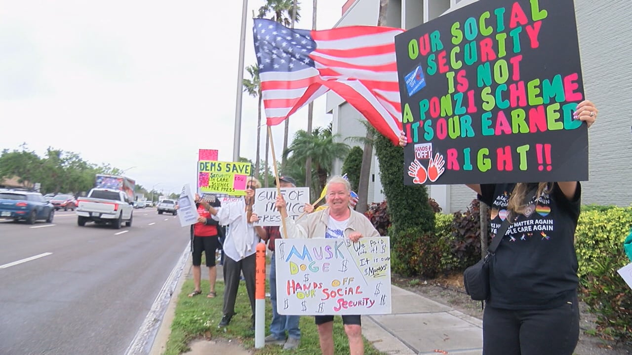 Protestors hold ‘Hands Off Social Security’ rally in Sarasota