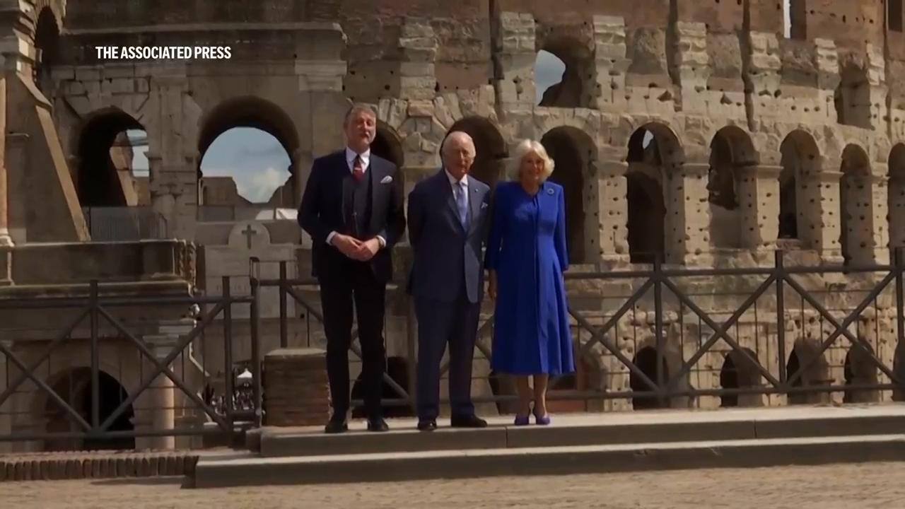 King Charles III and Queen Camilla visit Rome's Colosseum