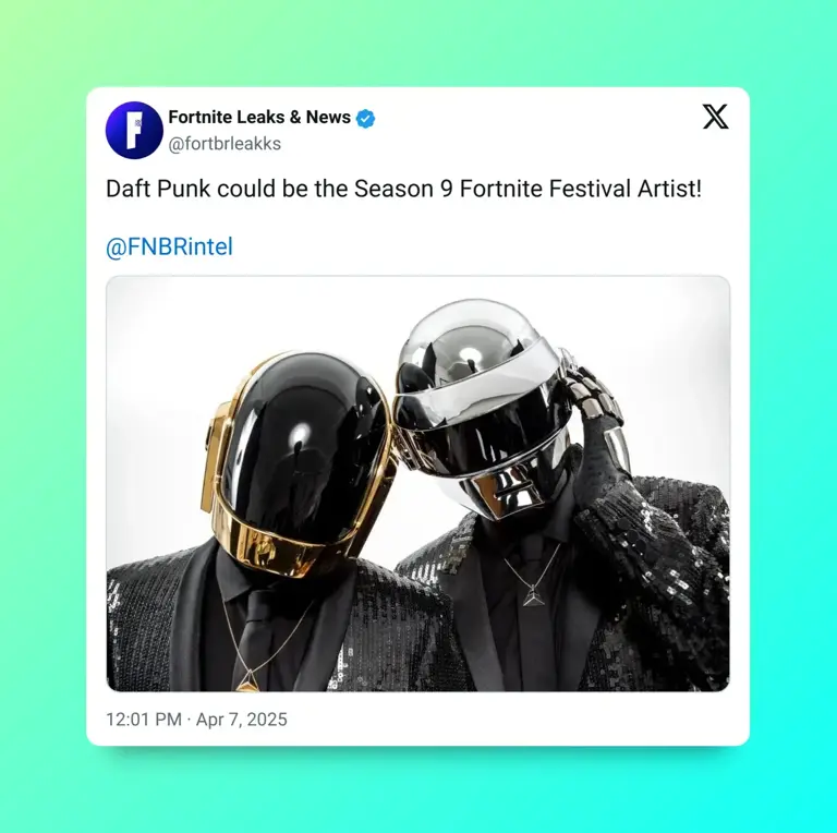 Daft Punk regresará una vez más para traer el buen ritmo a Fortnite Festival en su siguiente ...