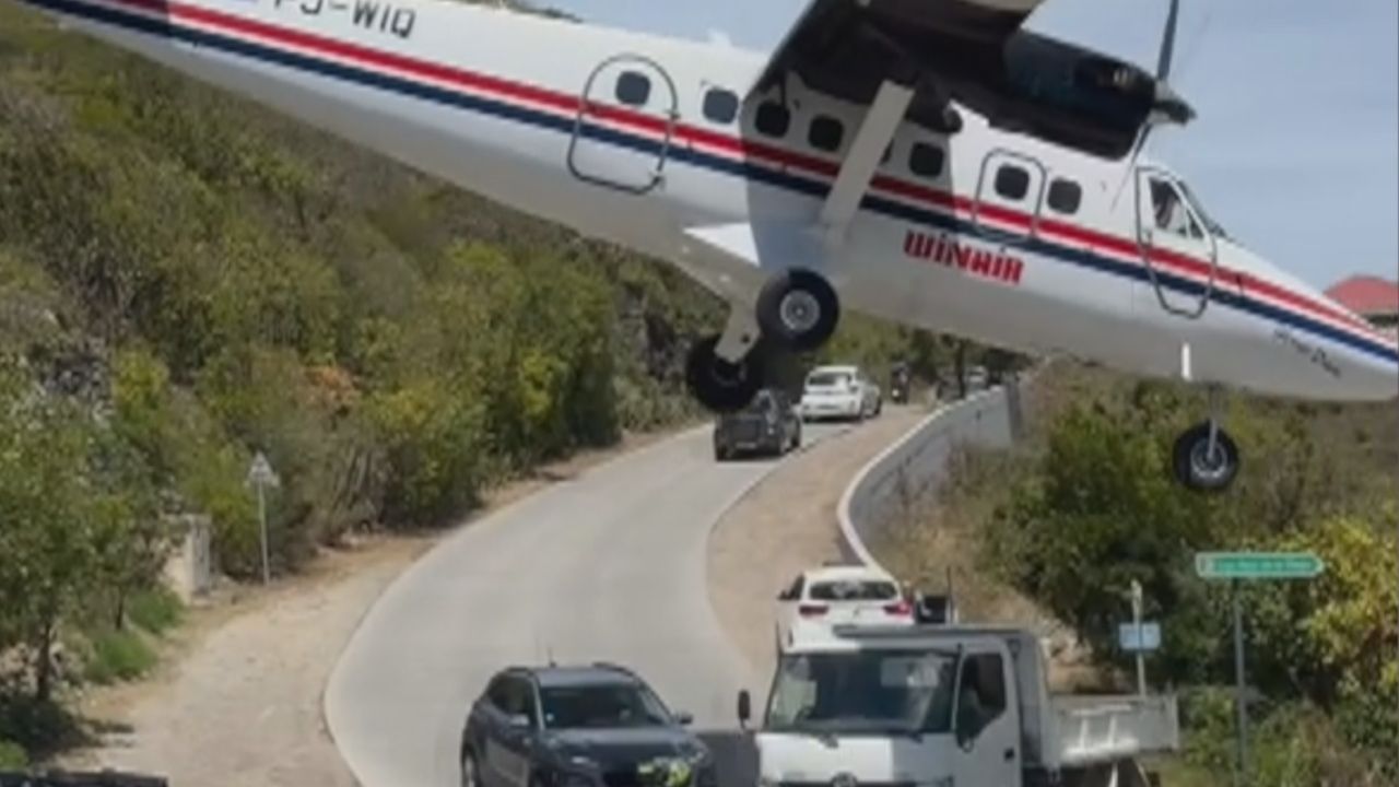 Insane plane landing close-up