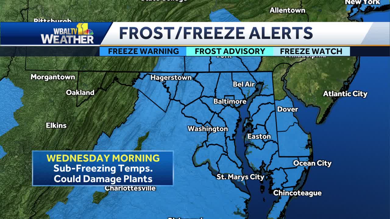 Spring freeze overnight in Maryland