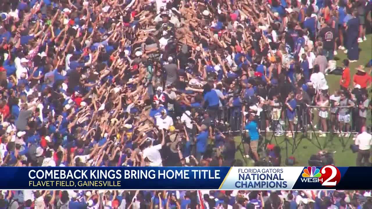 Florida Gators return home to massive crowd celebrating championship