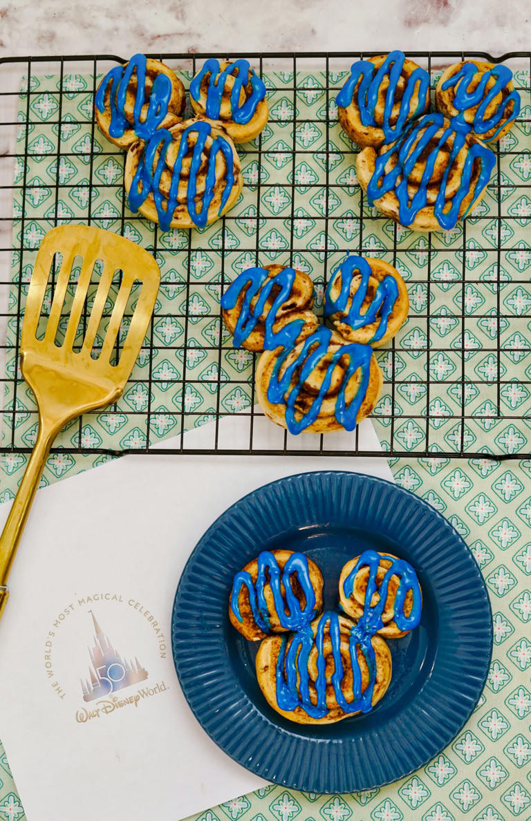 Mickey Mouse Cinnamon Rolls with Blue Icing