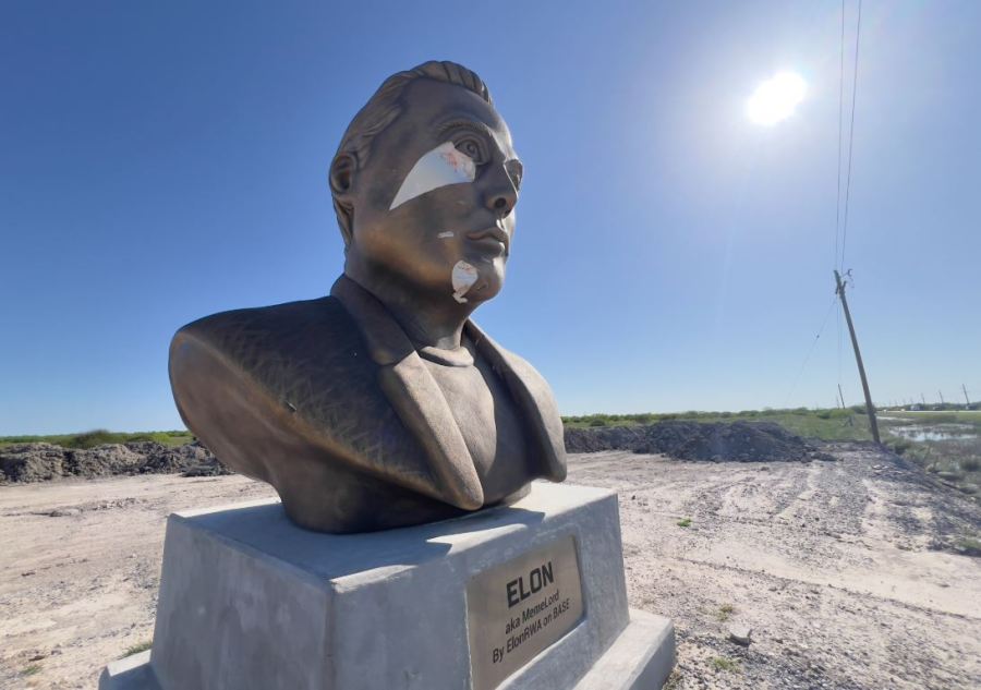 Elon Musk head statue vandalized near Starbase