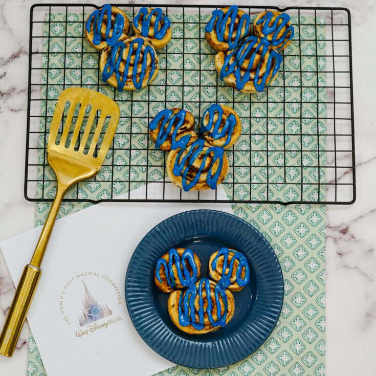 Mickey Mouse Cinnamon Rolls with Blue Icing