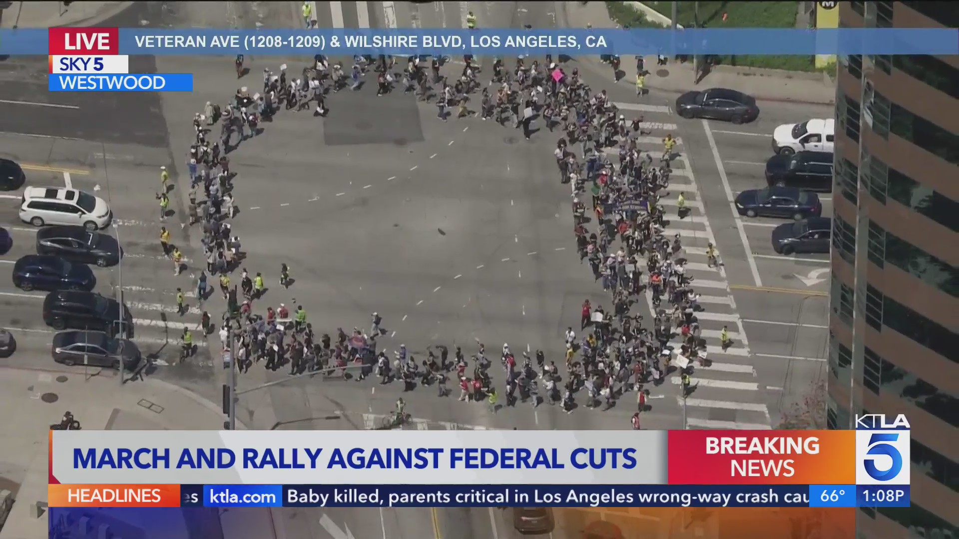 Anti-Trump protesters block roads near UCLA