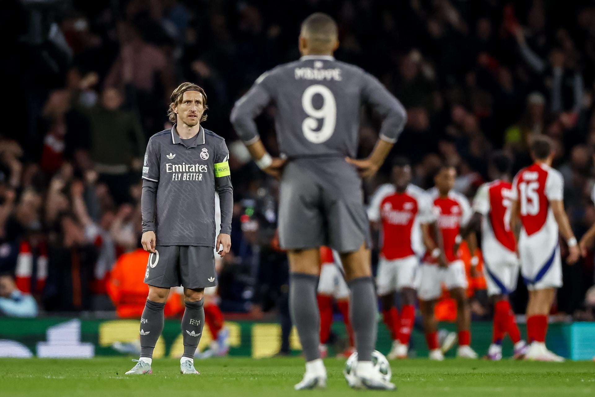 La cara de Mbappé después de la goleada del Arsenal en Champions League