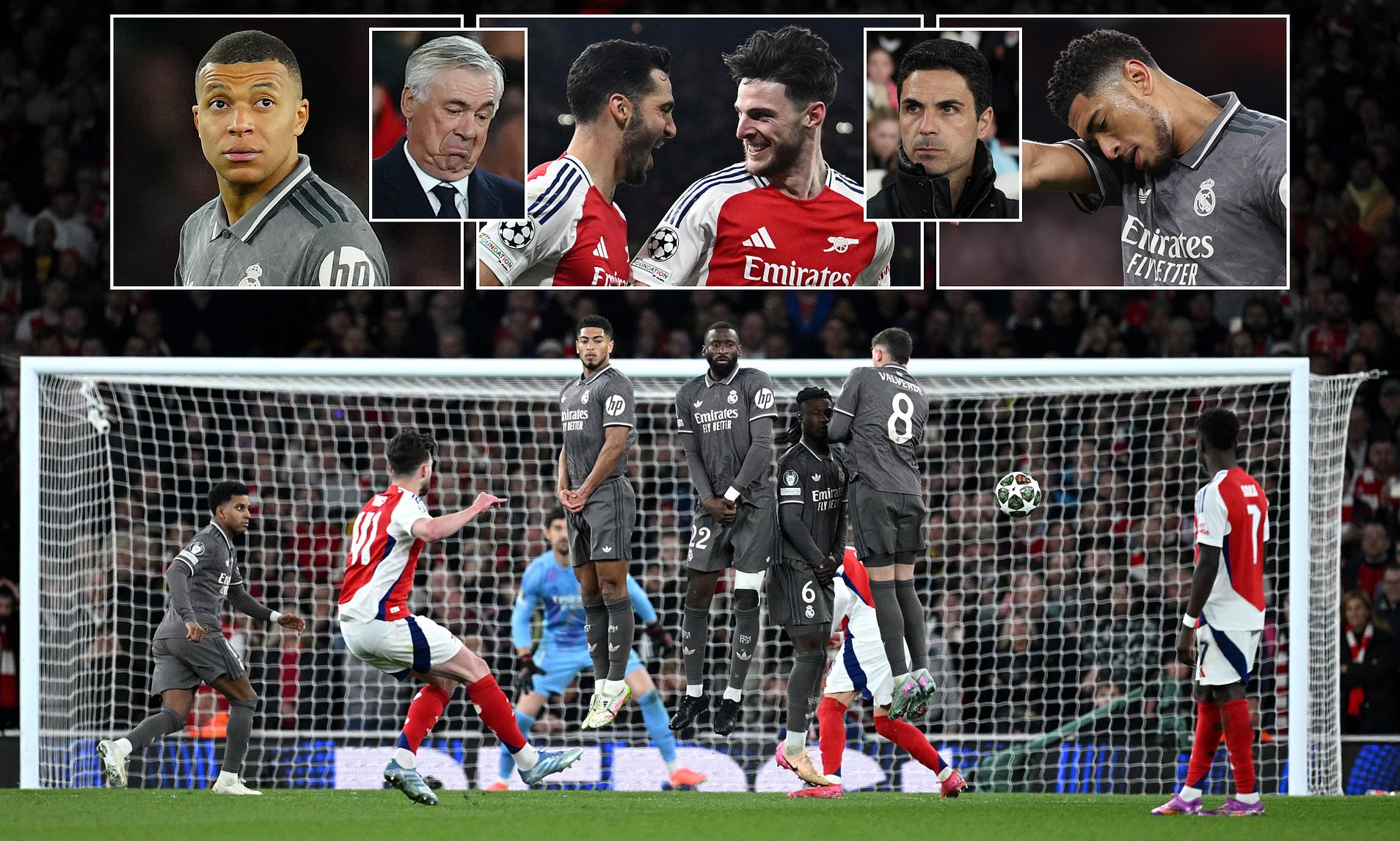 Arsenal 3-0 Real Madrid: Declan Rice scores TWO stunning free-kicks ...