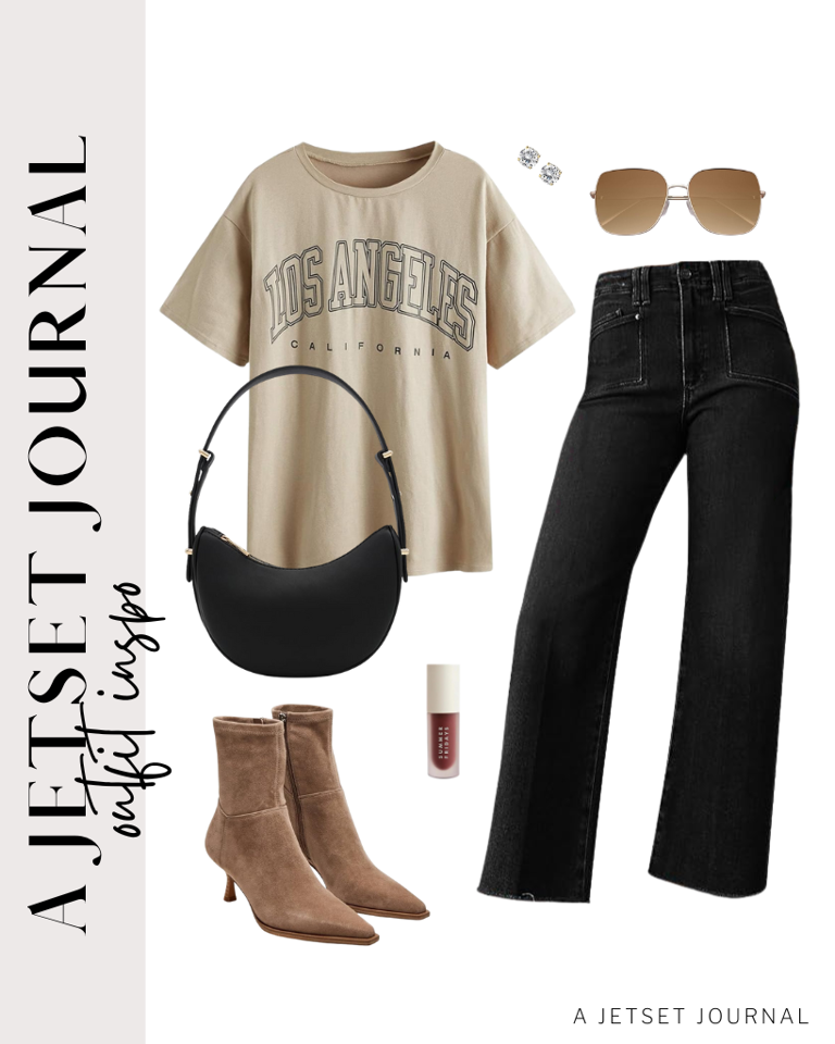 New simple outfits with graphic tees and black denim