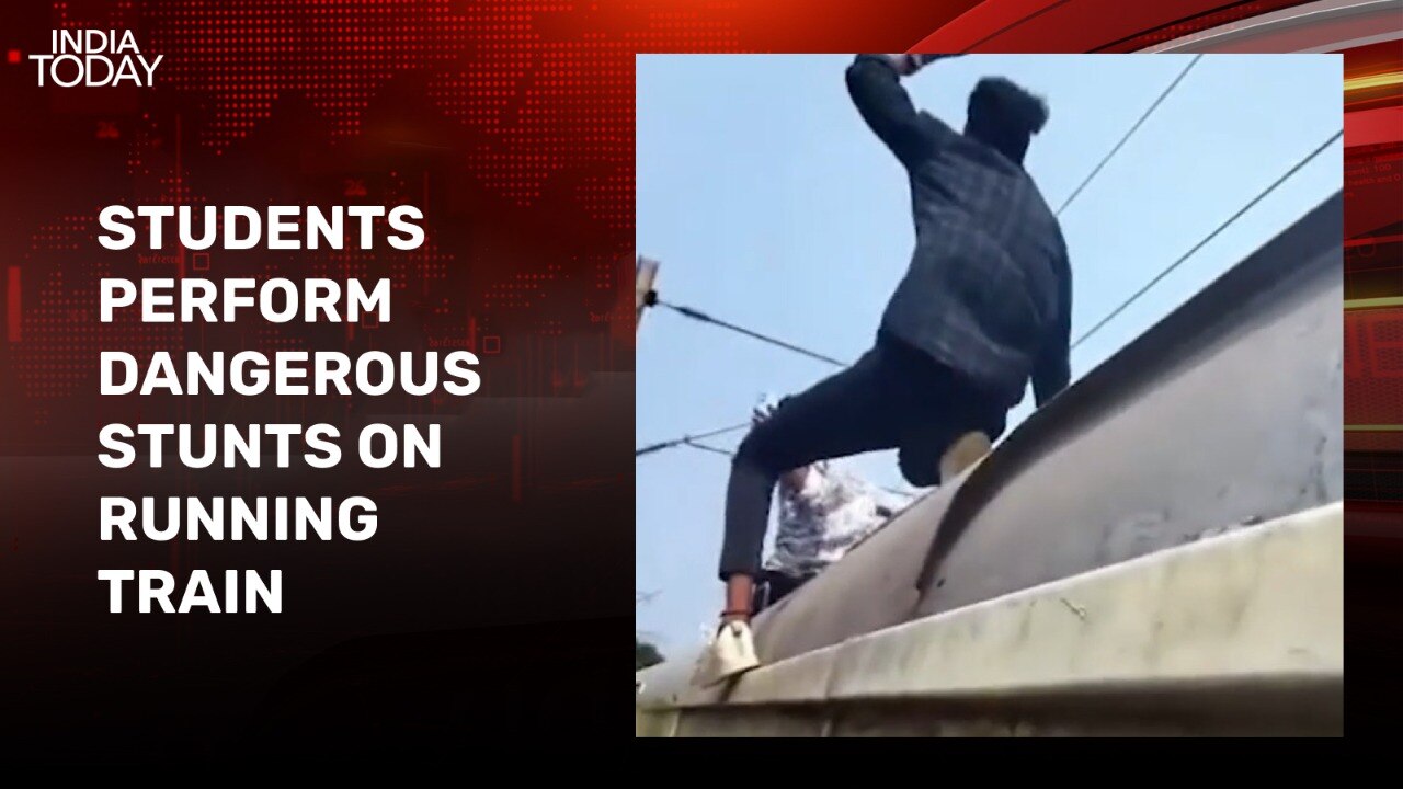 Video: Students caught performing dangerous stunts on running train