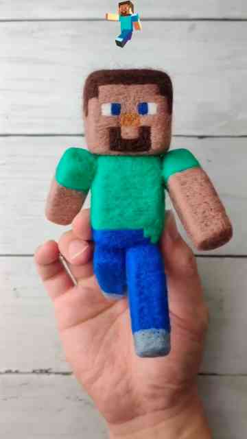 Minecraft Steve & Pig Satisfying Wool Art