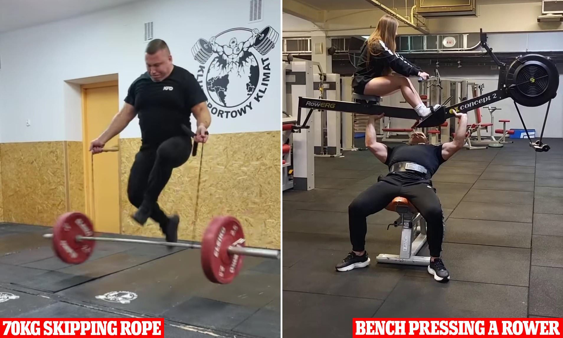 If this weightlifter doesn't do the toughest and weirdest workout ...
