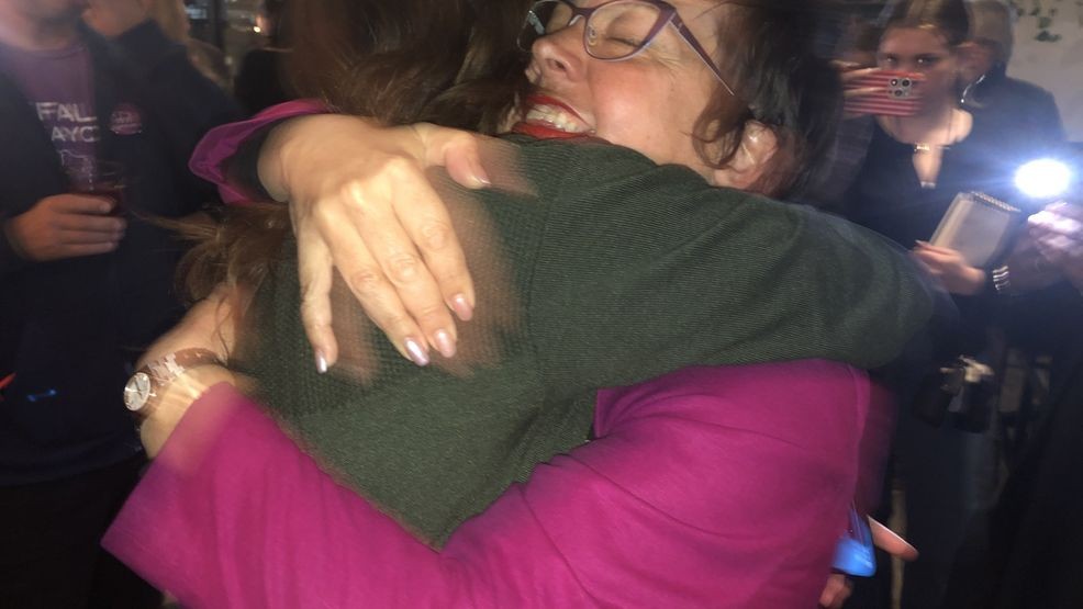 Columbia Mayor Barbara Buffaloe thanks supporters during victory party