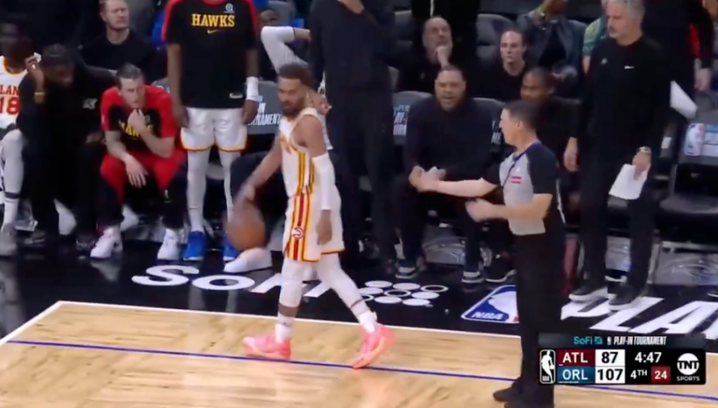 Trae Young throws temper tantrum as he gets ejected from Hawks’ lopsided play-in loss