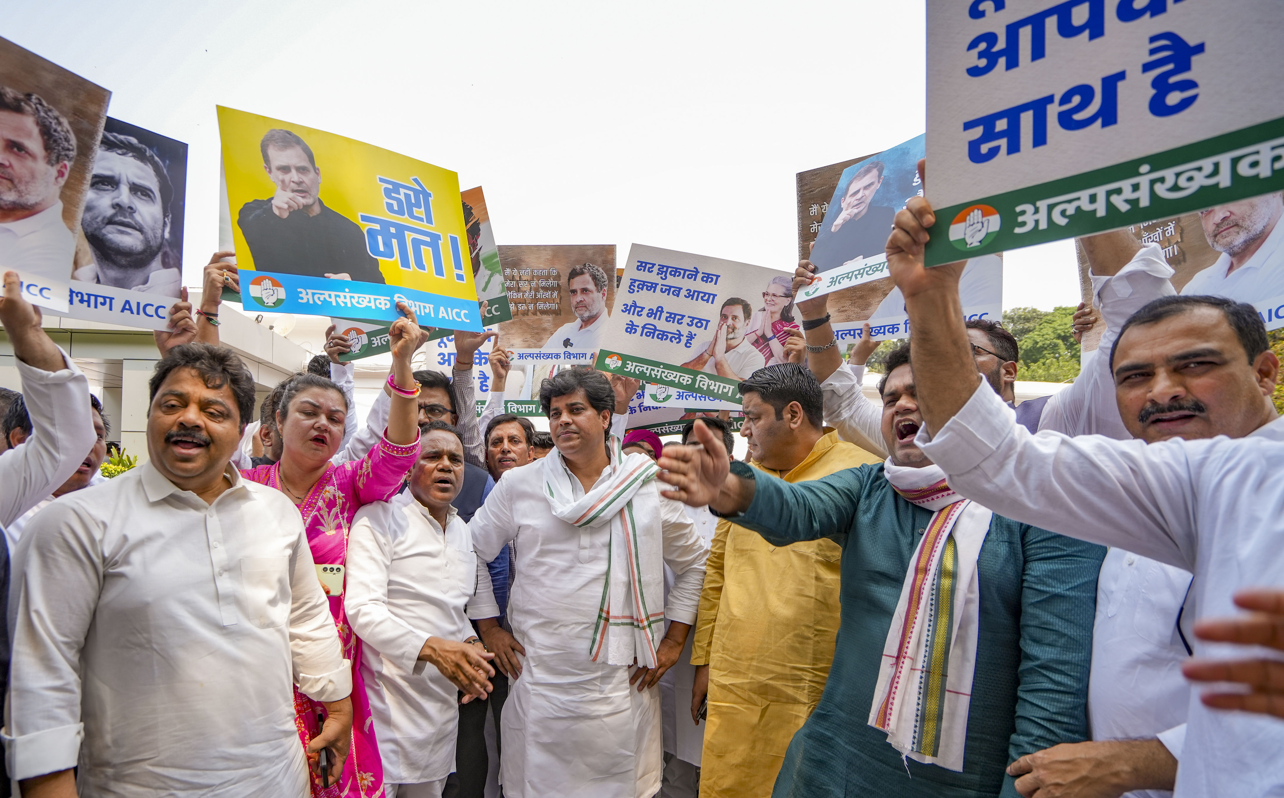 National Herald case: Congress workers protest outside AICC office ...