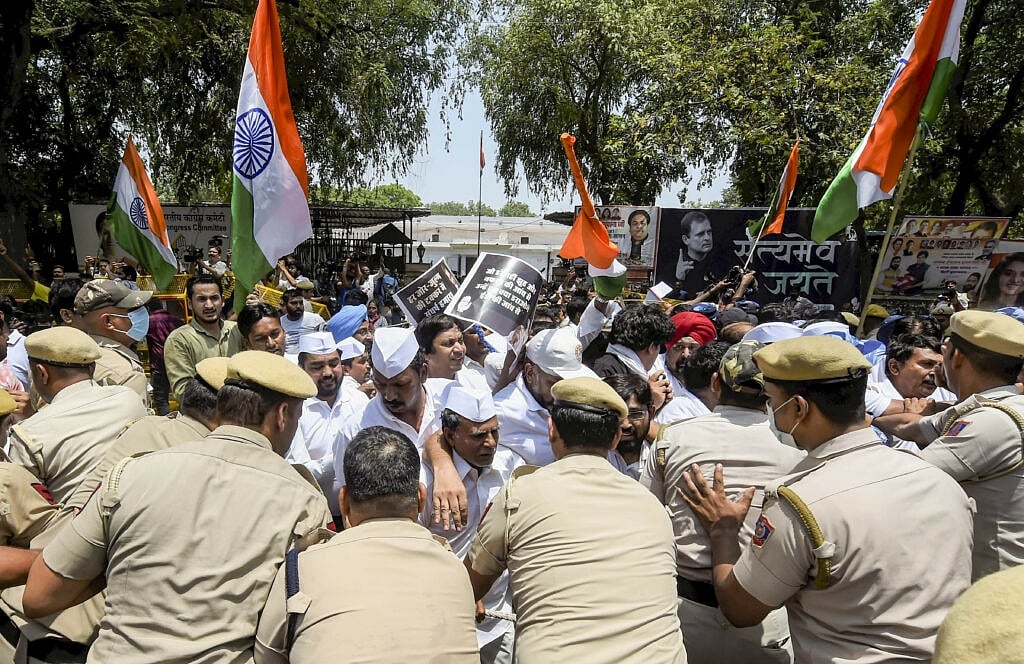 National Herald case: Congress workers protest outside AICC office ...