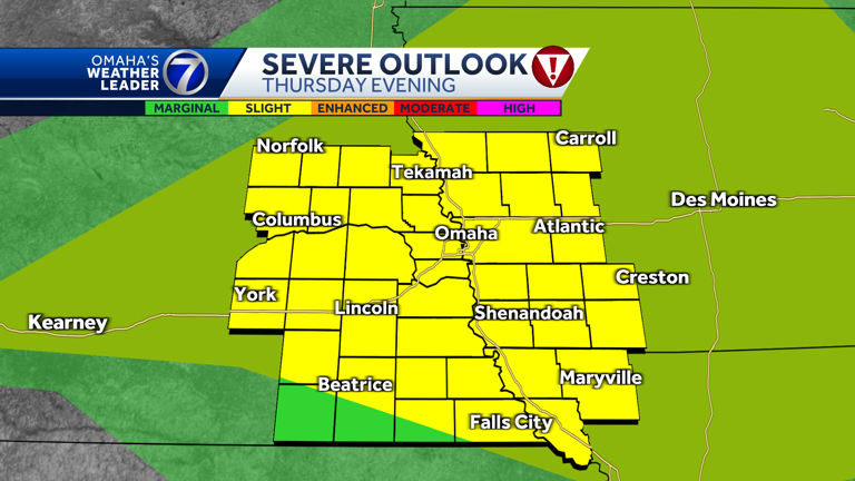Severe storms possible Thursday evening for Omaha area
