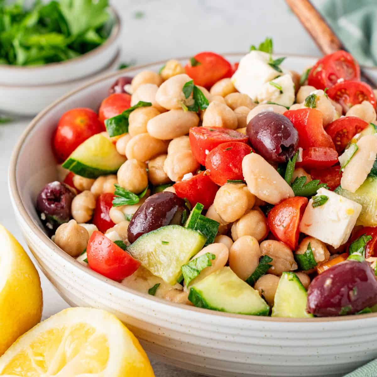 This Mediterranean Bean Salad Recipe is Ideal For Lunch, Potlucks & More