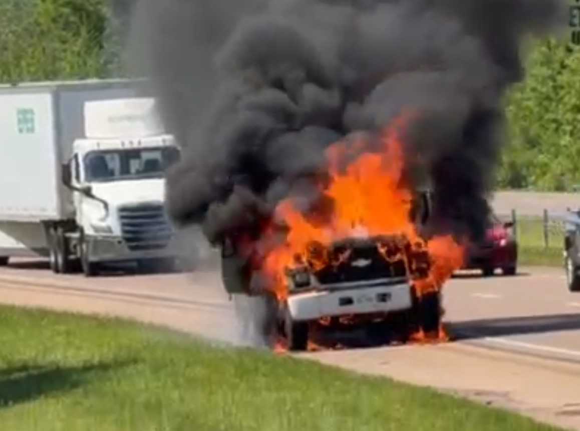 Traffic back moving after truck fire blocks interstate