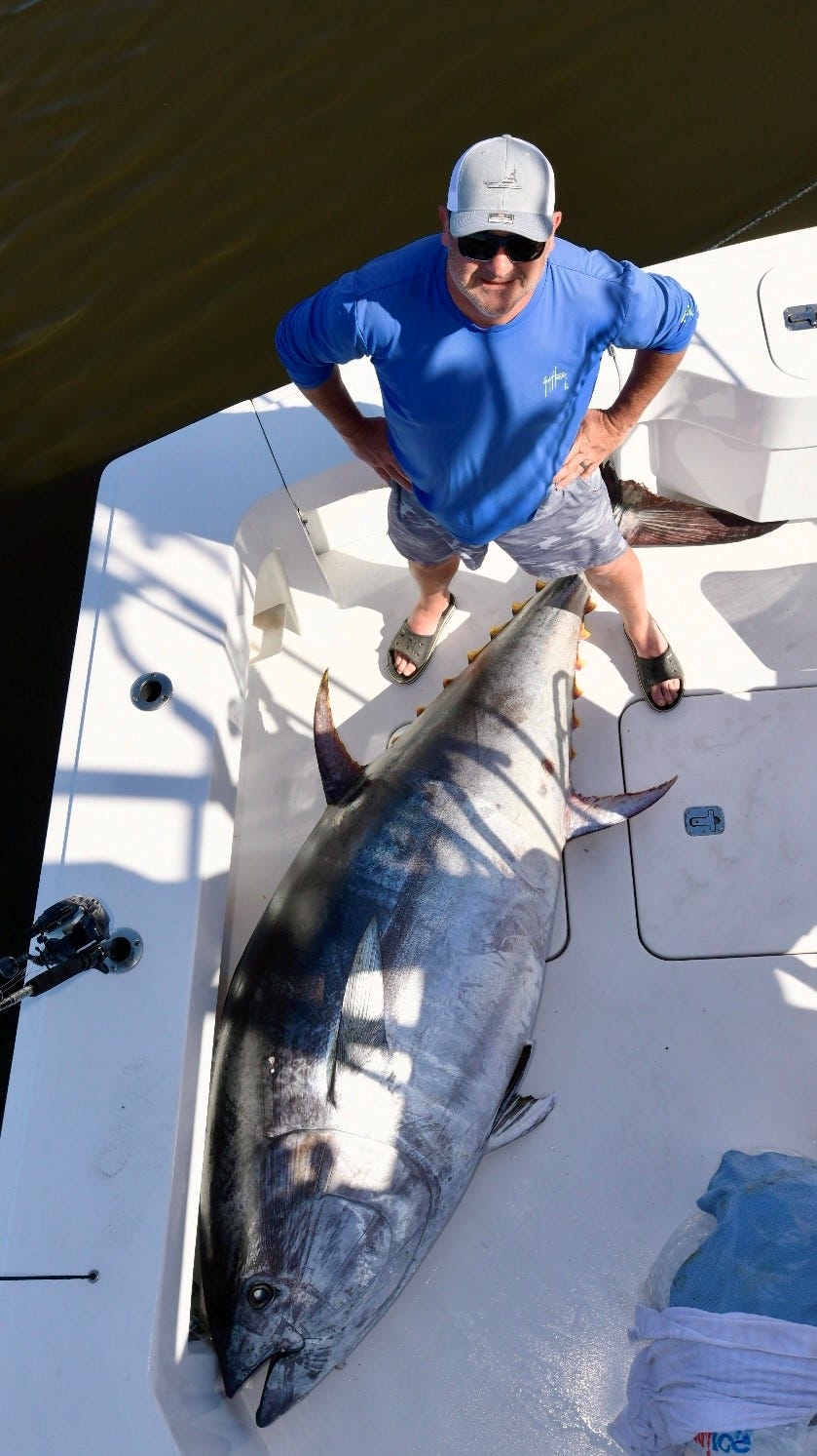 Pensacola anglers catch 721 lb. bluefin tuna, rivaling the length of ...