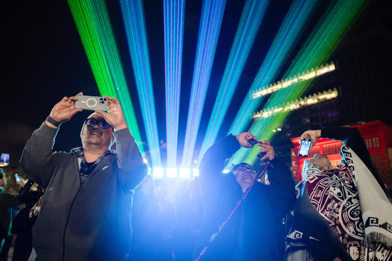 Giant laser beams shoot across San Francisco in a first for City Hall