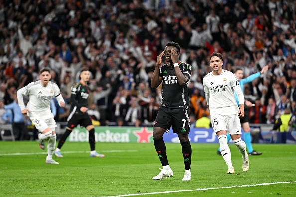 Arsenal star Bukayo Saka shoves Real Madrid legend during heated ...