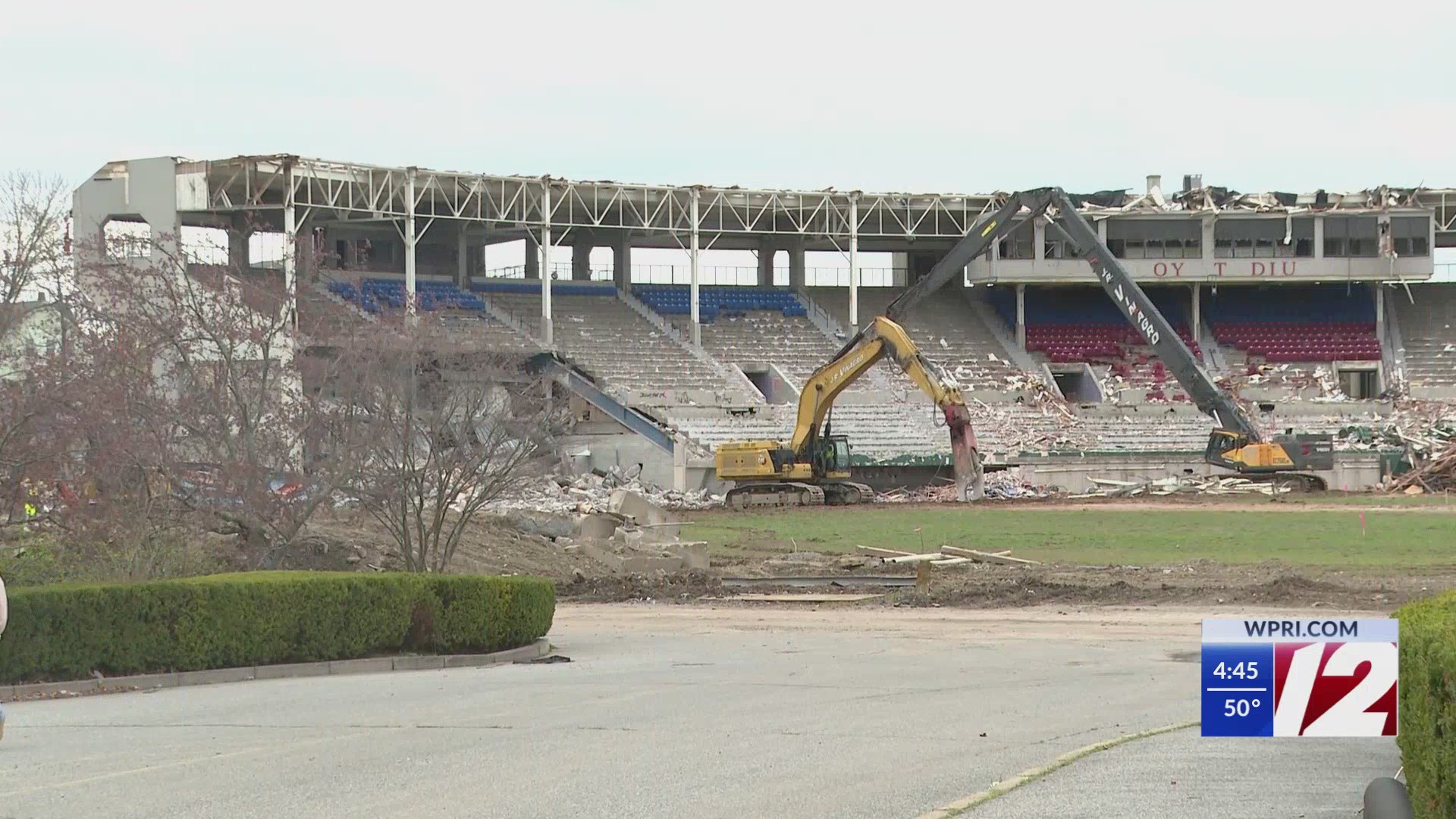 Demolition of McCoy grandstands continues