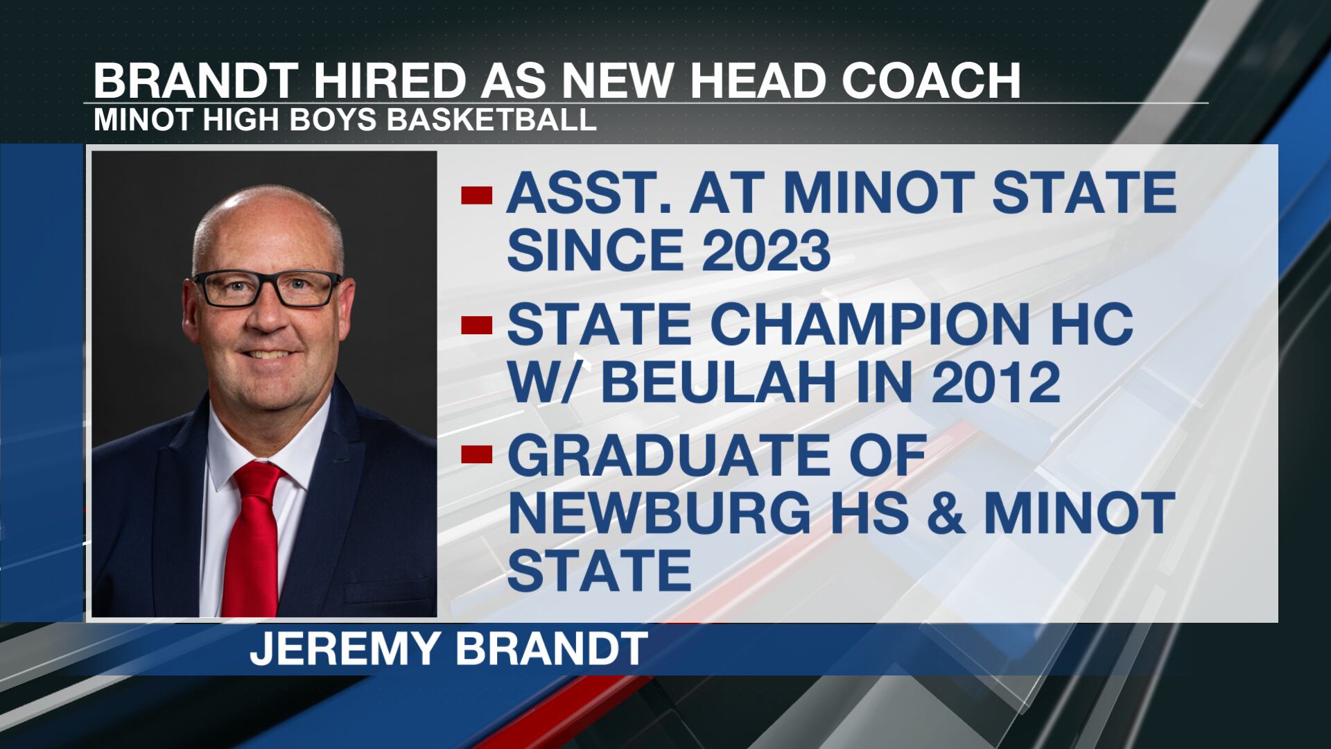 Jeremy Brandt hired as Minot High head boys basketball coach