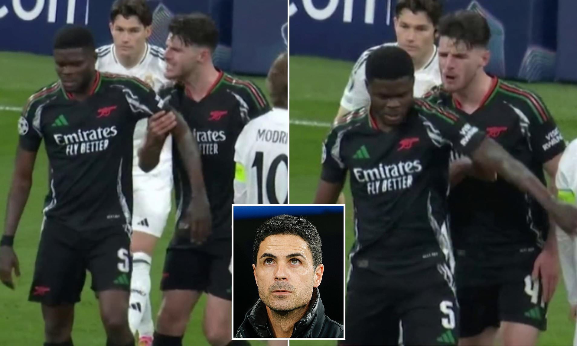 Declan Rice FUMES at Thomas Partey as Arsenal midfielder picks up late ...