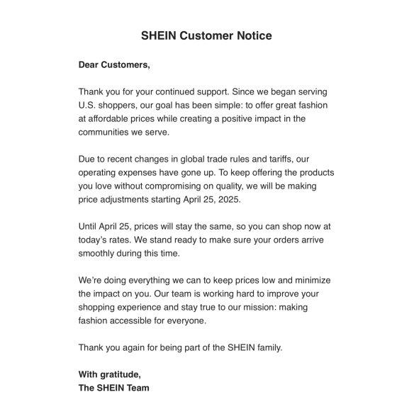 SHEIN and TEMU to Raise Prices as Trump Tariffs on China Shake U.S. Retail